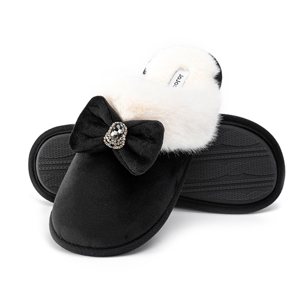 Softly Elegant Bowknot With Luxury Air Crystal Lady’s Comfortable Fuzzy ...